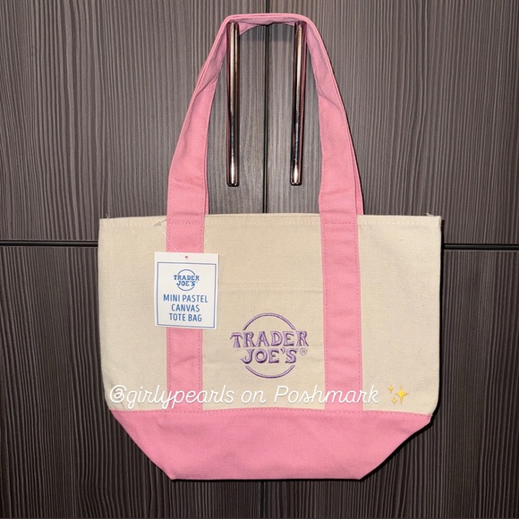 Trader Joe’s | Accessories | Trader Joes Mini Canvas Tote Bag Pastel ...